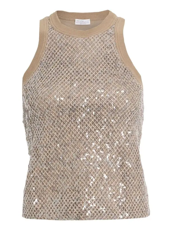 Brunello Cucinelli Sequin-embellished Tank - Taupe