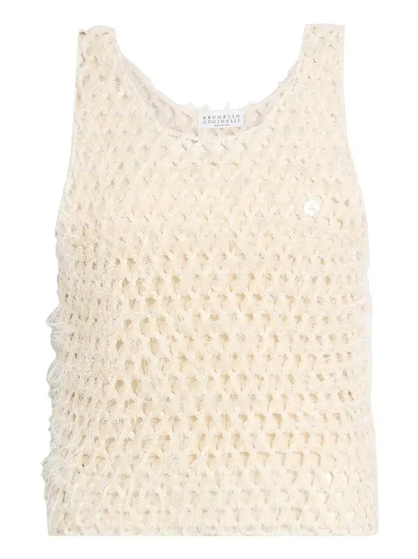 Brunello Cucinelli Sequin-embellished Open-knit Top - Ecru