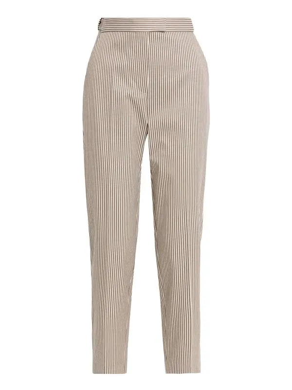 Brunello Cucinelli Striped Cotton-blend Twill Straight-leg Pants - Light Brown