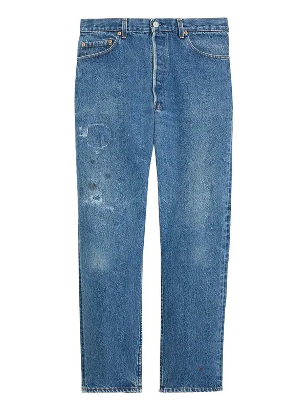 RE/DONE WITH LEVI'S Distressed High-rise Straight-leg Jeans - Mid Denim