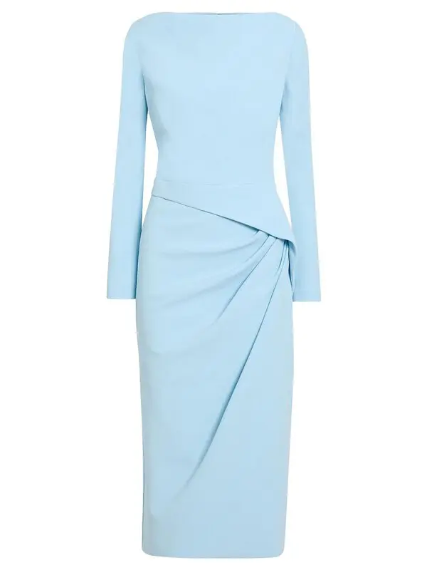 Safiyaa Craina Draped Crepe Midi Dress - Sky Blue