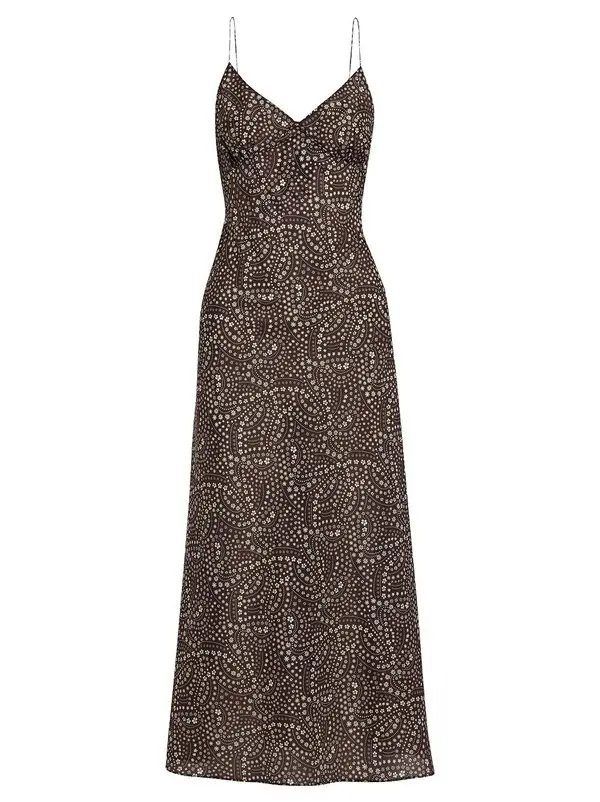 Matteau Floral-print Silk-voile Midi Slip Dress - Chocolate