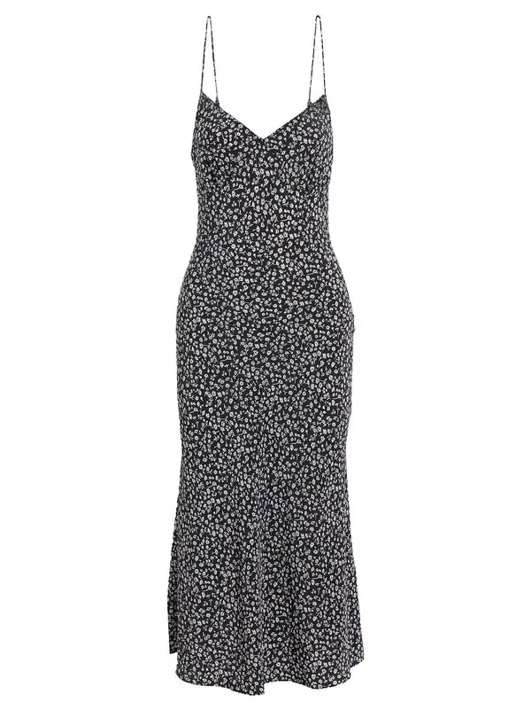 Matteau Floral-print Silk-voile Midi Slip Dress - Navy