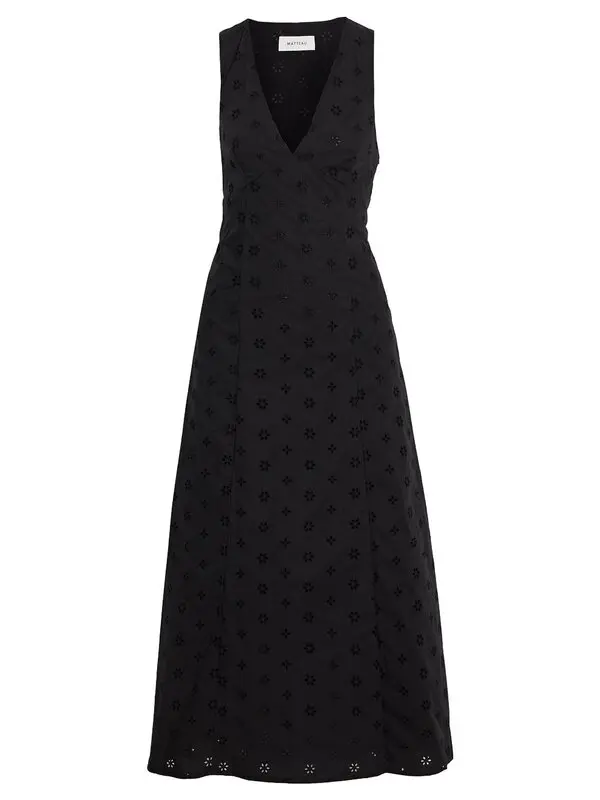 Matteau Broderie Anglaise Cotton Maxi Dress - Black