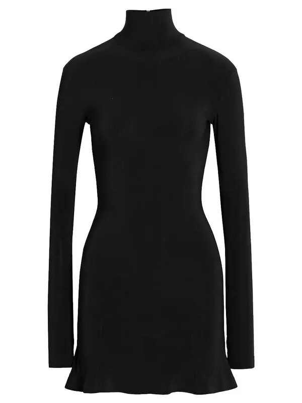 Norma Kamali Stretch-jersey Turtleneck Mini Dress - Black
