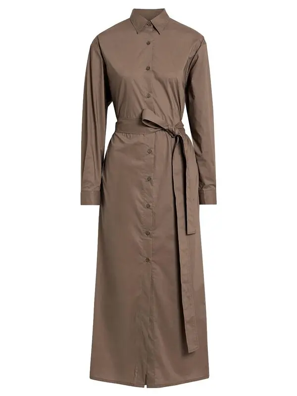 Matteau Cotton-poplin Maxi Shirt Dress With Detachable Waist Tie - Taupe