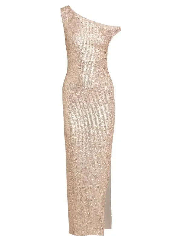 Norma Kamali One-shoulder Sequined Gown - Blush