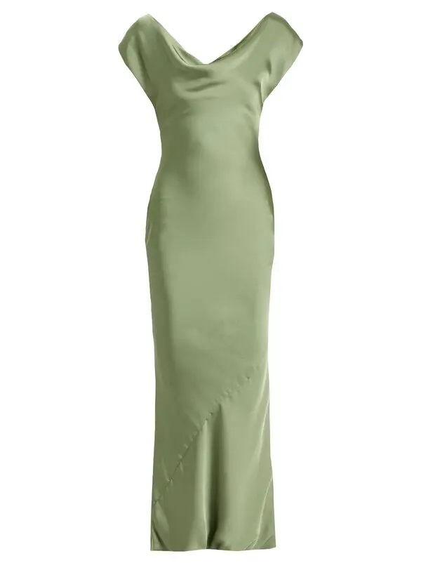 Norma Kamali Maria Draped Gown - Sage Green