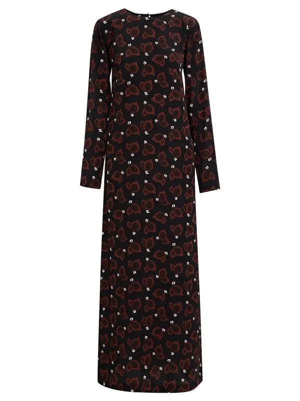 Matteau Printed Silk Crepe De Chine Maxi Dress - Chocolate
