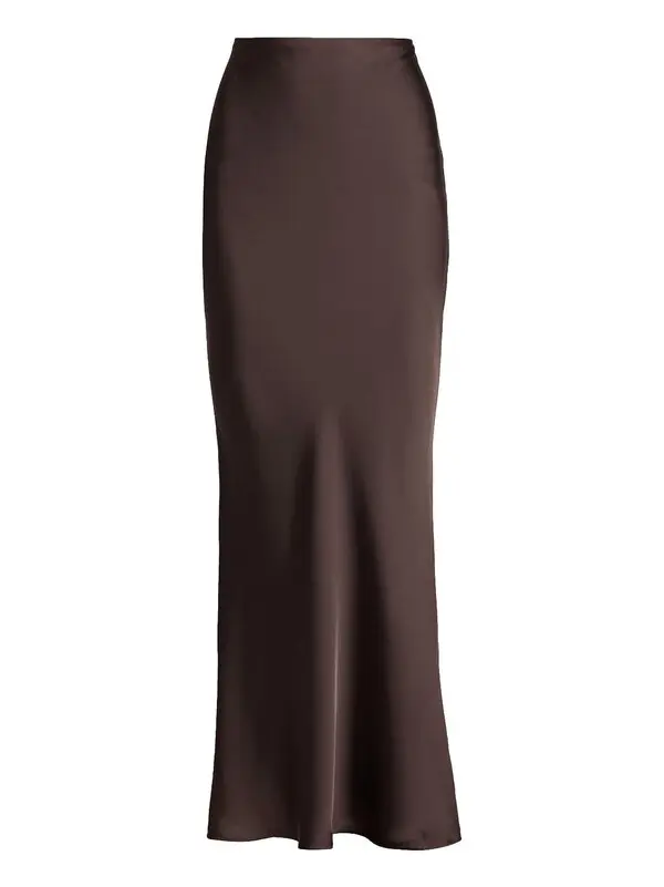 Norma Kamali Obie Satin Maxi Skirt - Chocolate
