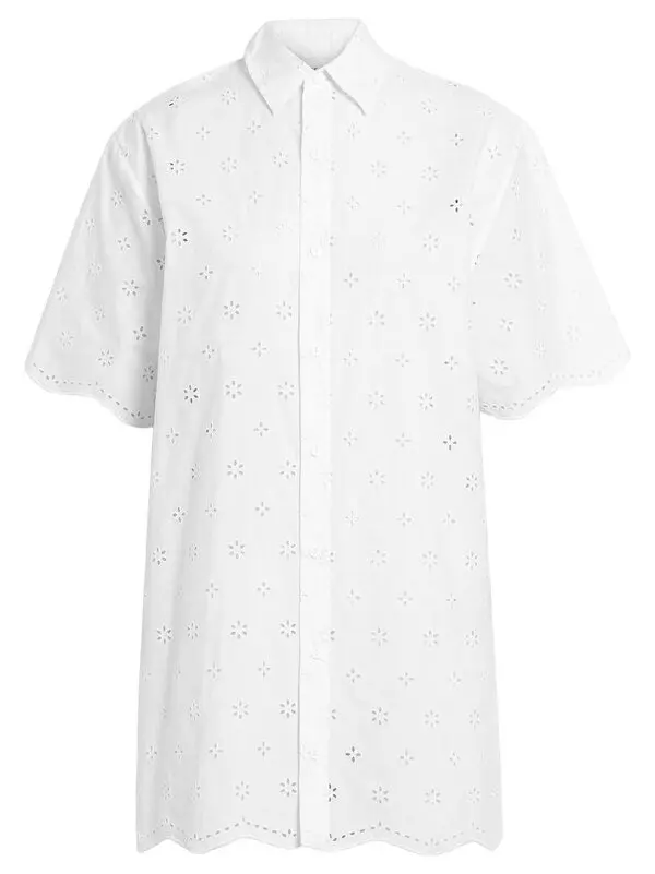 Matteau Broderie Anglaise Cotton Mini Shirt Dress - White