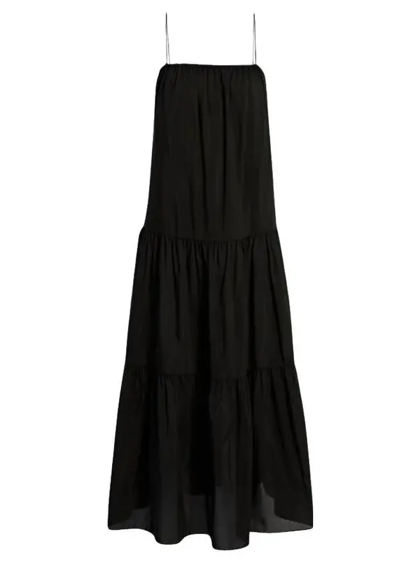 Matteau Tiered Cotton And Silk-blend Maxi Dress - Black