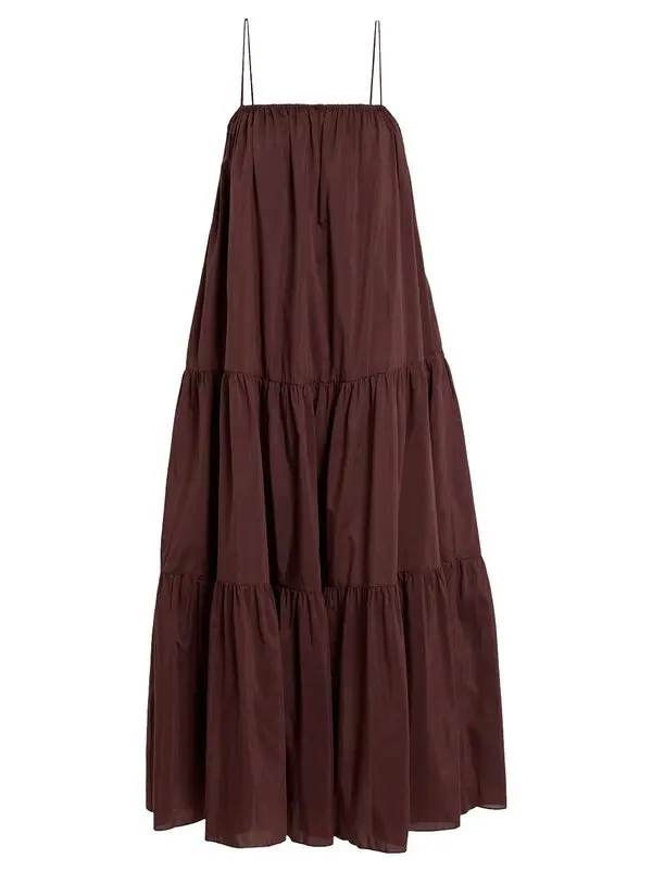 Matteau Tiered Cotton And Silk-blend Maxi Dress - Burgundy