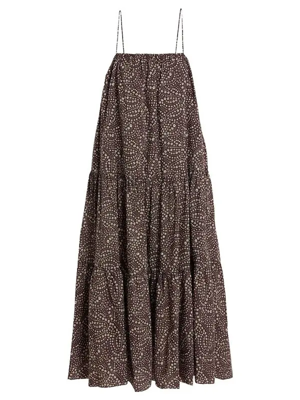 Matteau Tiered Cotton And Silk-blend Maxi Dress - Chocolate