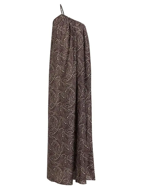 Matteau One-shoulder Cotton And Silk-blend Maxi Dress - Chocolate