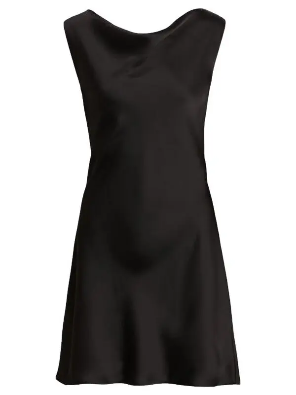 Norma Kamali Draped Satin Mini Dress - Black