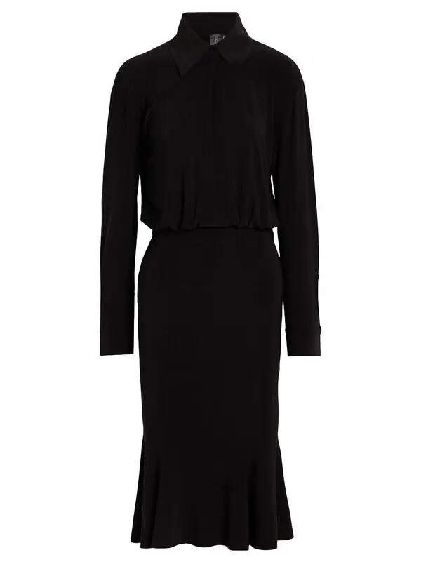 Norma Kamali Stretch-jersey Midi Shirt Dress - Black