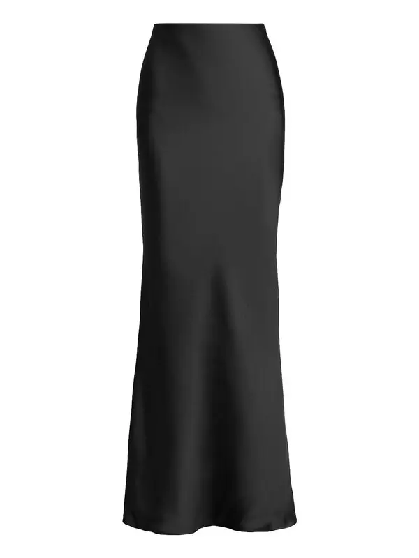 Norma Kamali Obie Satin Maxi Skirt - Black