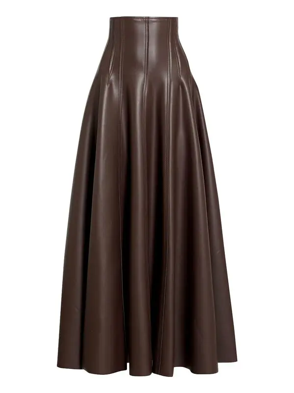 Norma Kamali Grace Flared Maxi Skirt - Chocolate