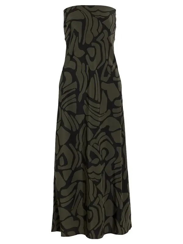 Matteau Strapless Printed Silk Crepe De Chine Maxi Dress - Army Green