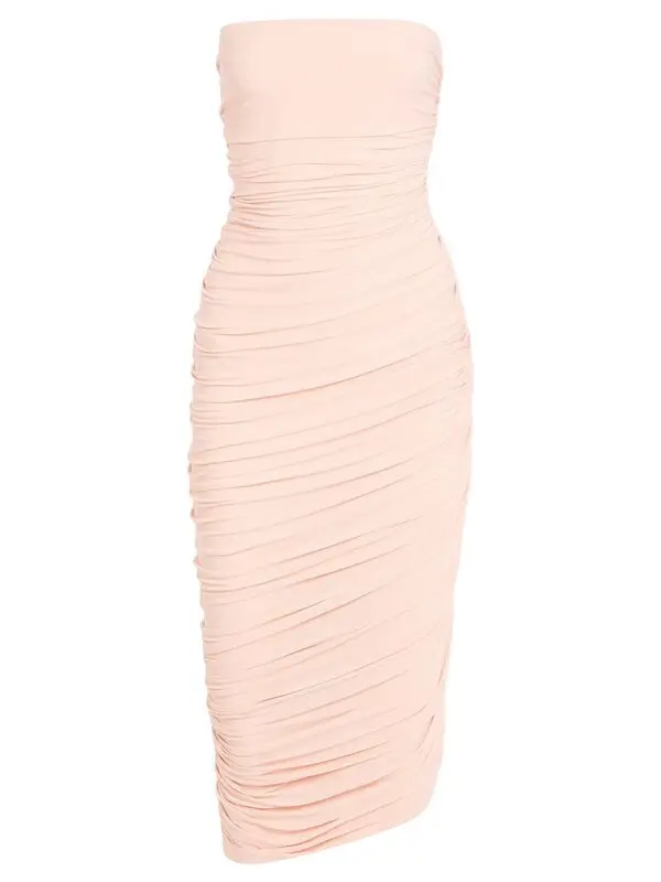 Norma Kamali Diana Strapless Ruched Stretch-jersey Dress - Blush
