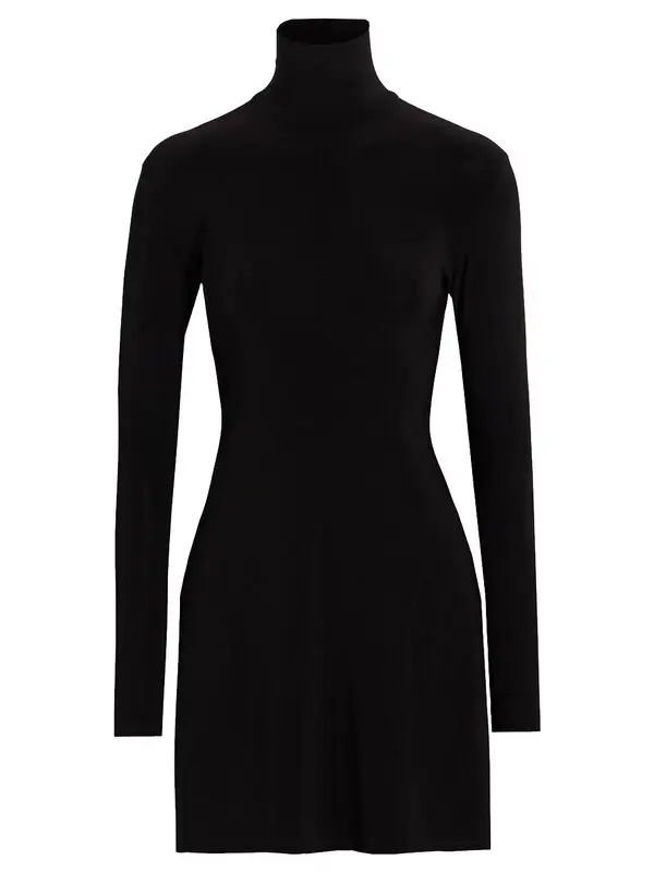 Norma Kamali Stretch-jersey Turtleneck Mini Dress - Black