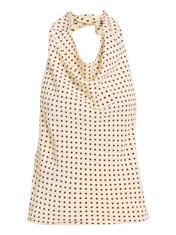 Matteau Draped Polkadot Halterneck Top - Cream