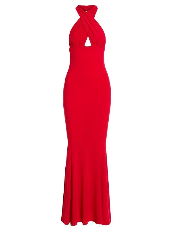 Norma Kamali Stretch-jersey Halterneck Gown - Red