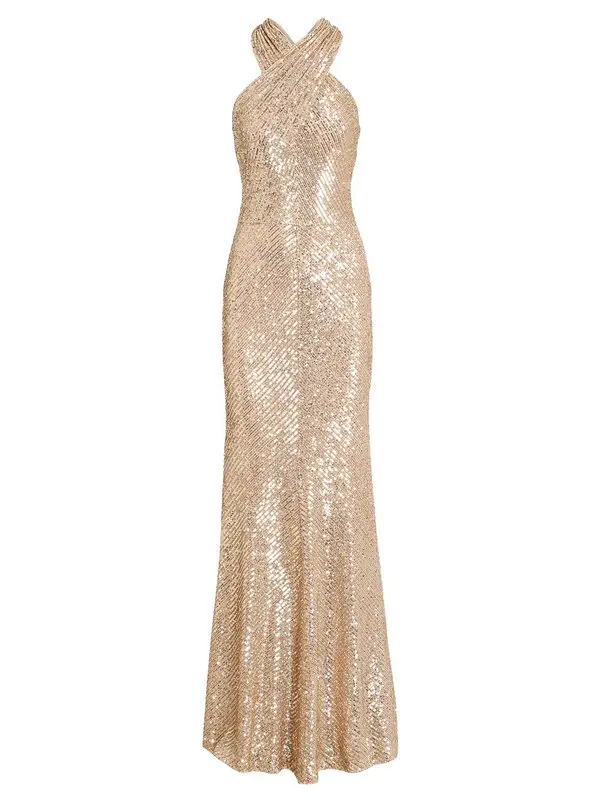Naeem Khan Sequined Stretch-tulle Gown - Gold