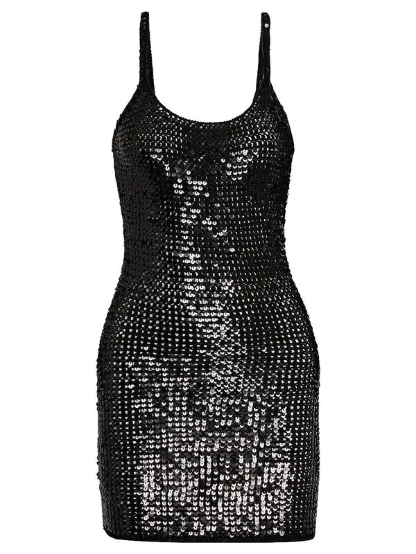 Matteau Sequined Crochet Mini Dress - Black