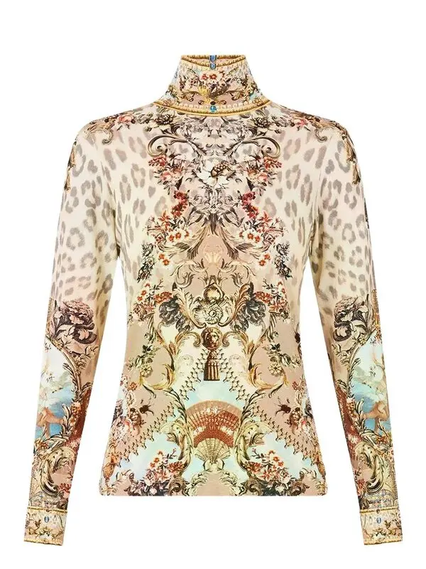 Camilla Aranjuez Animalia Turtleneck Blouse - Neutrals