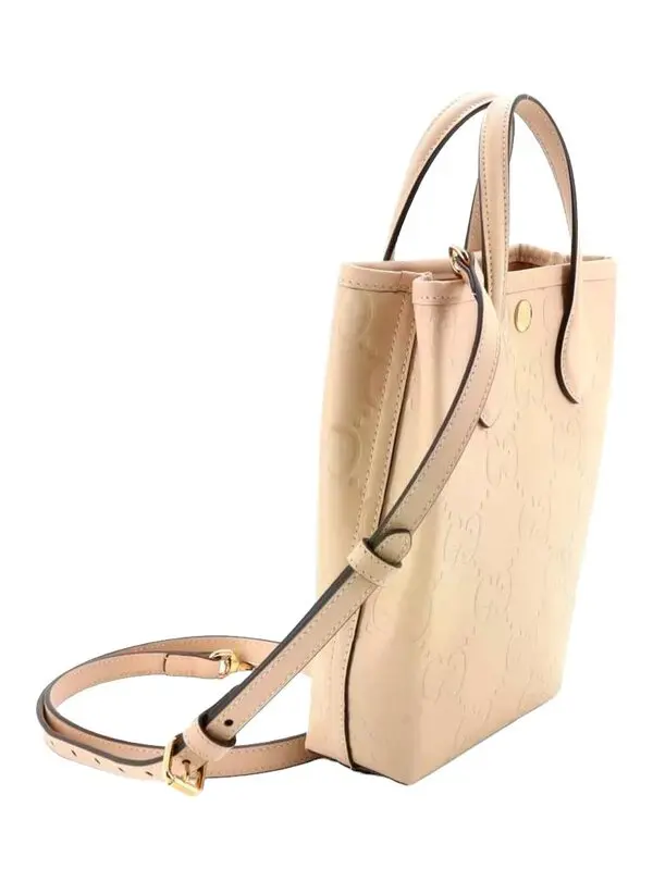 Gucci Vertical Gg Embossed Leather Mini Tote - Neutrals