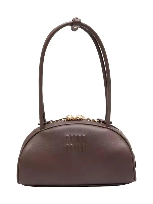 Miu Miu Beau Embossed Leather Tote Bag - Brown