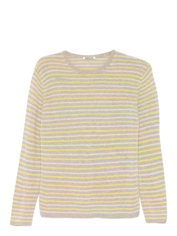 Auralee Striped Cashmere Sweater - Neutrals