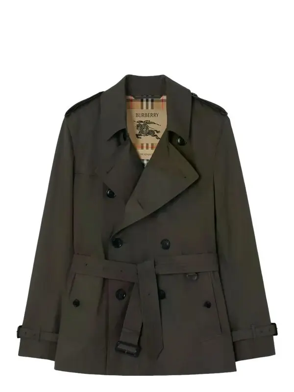 Burberry Kensington Tropical Gabardine Trench Coat - Grey
