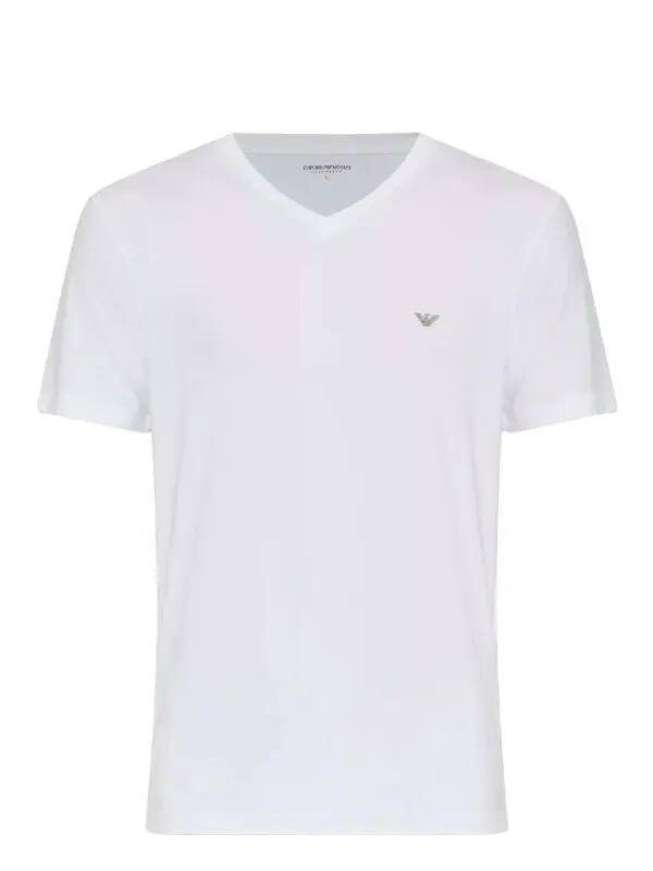 Emporio Armani V-neck Logo-embroidered T-shirt - White