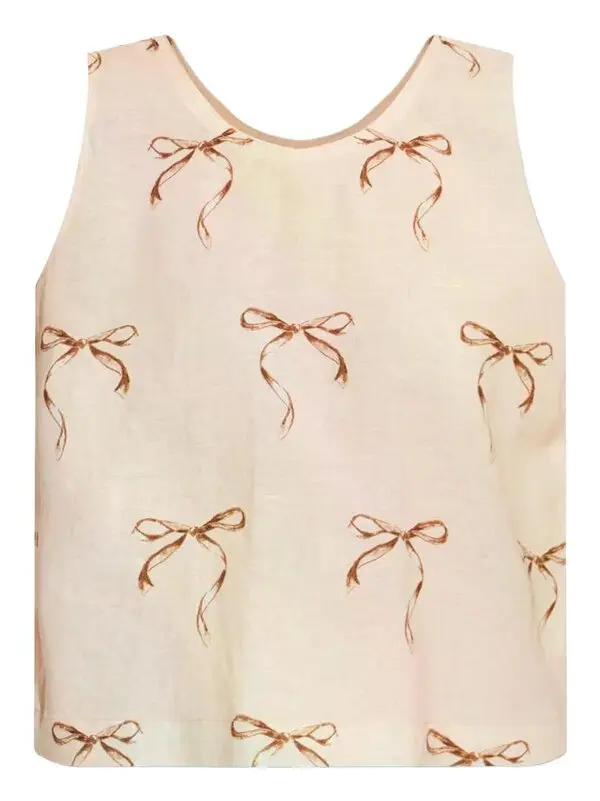 FORTE_FORTE Bow-print Top - Neutrals