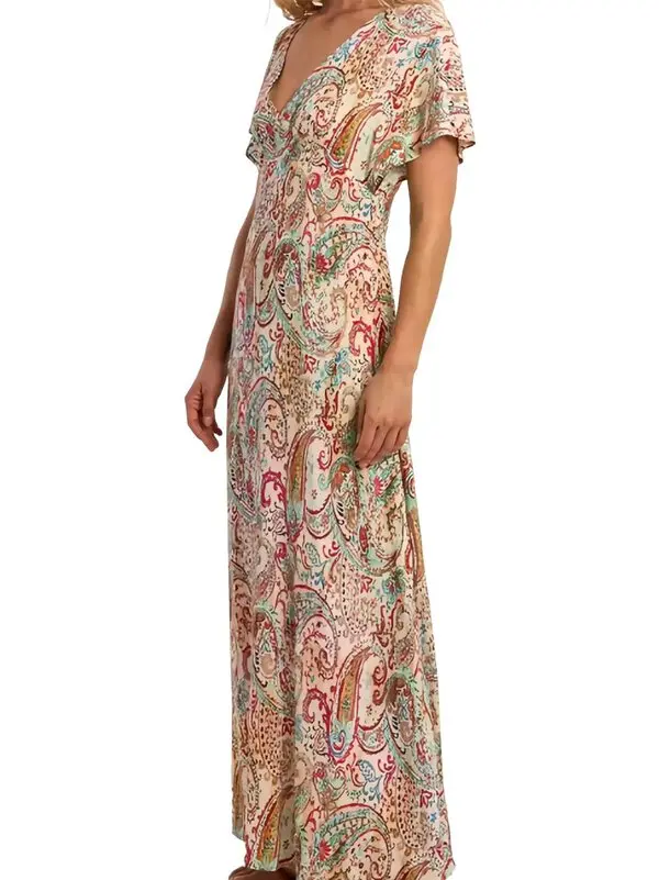 MOLLY BRACKEN V-neck Paisley Maxi Dress - Neutrals