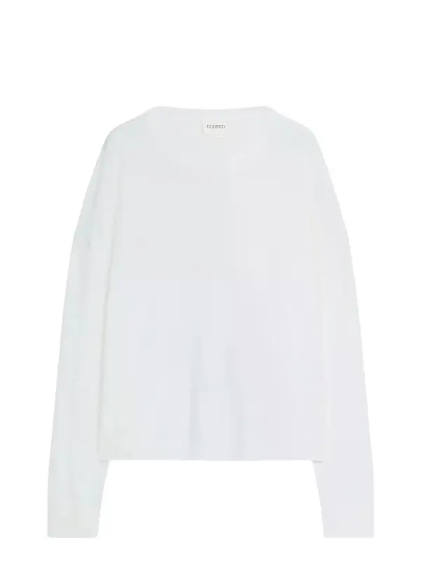 Closed Crew-neck Long-sleeve Sweatshirt - White