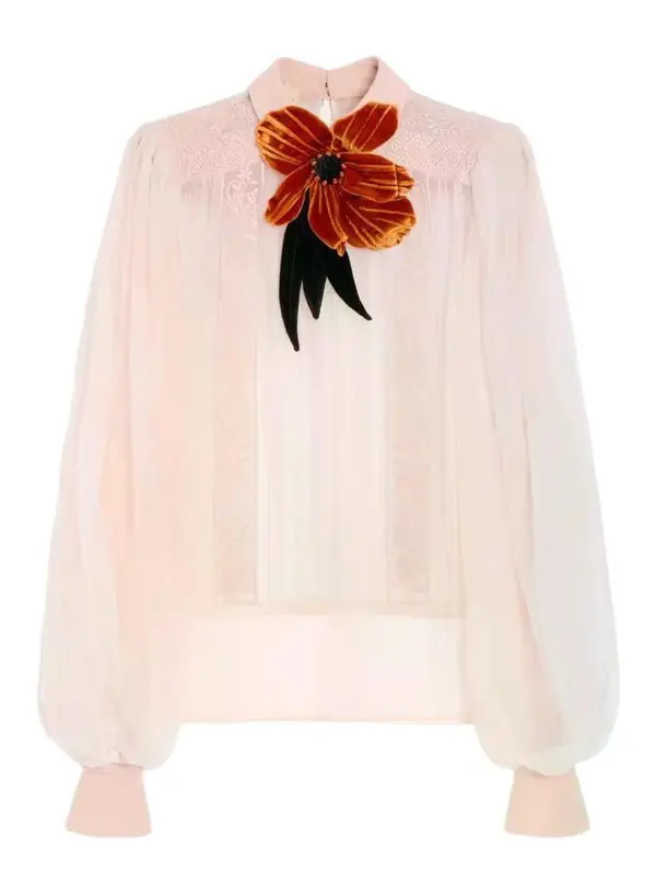 Valentino Garavani Embroidered Organza Top - Pink