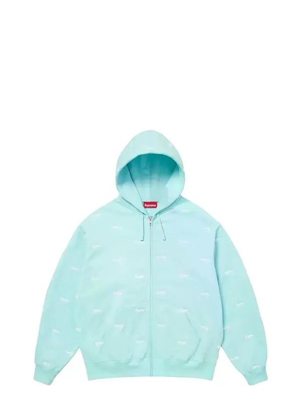 Supreme Repeat Script Zip-up Hoodie - Blue