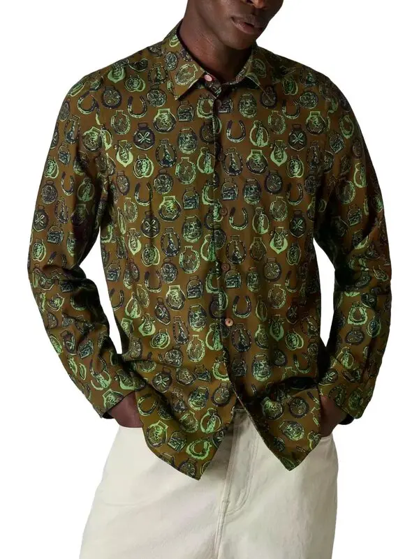 Paul Smith Lyocell 'lucky Charm' Print Shirt - Brown