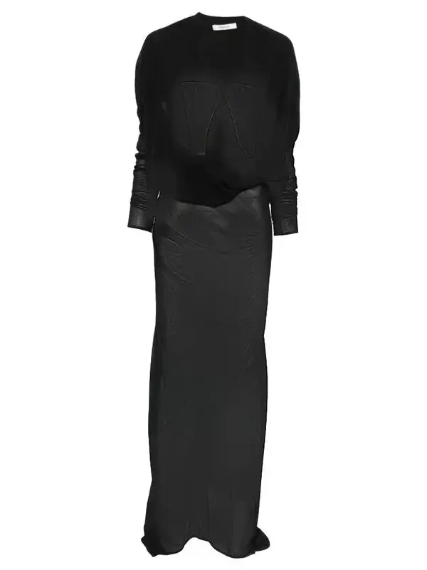 ENTIRE STUDIOS Sheer Panel V-neck Maxi Wrap Dress - Black