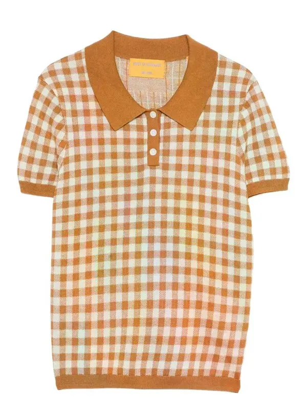 Guest In Residence Gingham Knitted Top - Brown