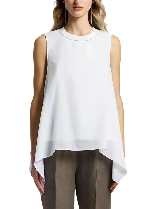 Peserico Asymmetric Embellished Top - White