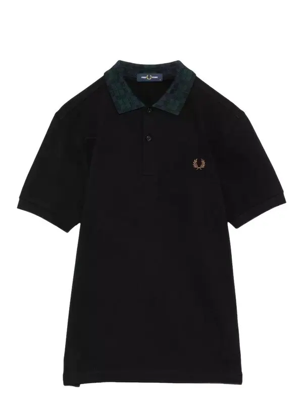 Fred Perry Watch Tartan Embroidered Polo Shirt - Black