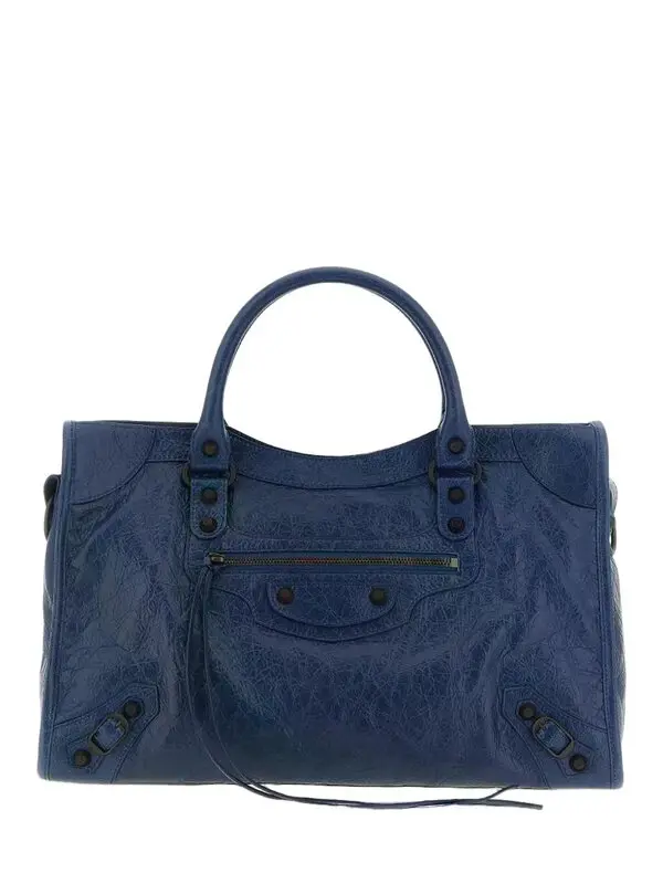 Balenciaga Medium Leather City Bag - Blue