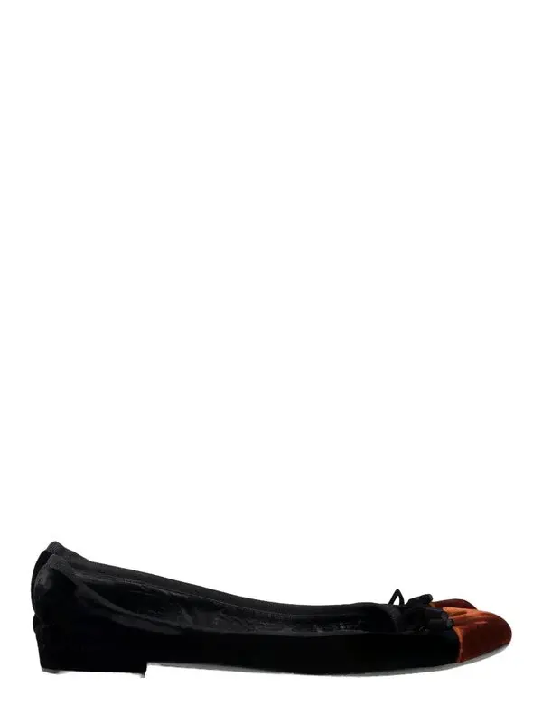 Prada Bow-detail Cap-toe Ballet Flats - Black