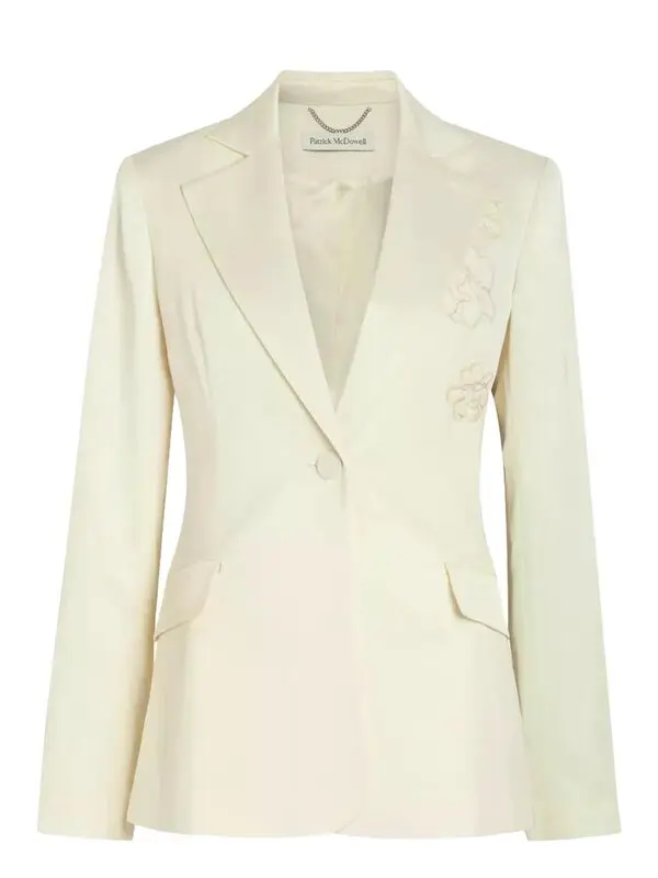 PATRICK ASSARAF Floral-embroidered Single-breasted Blazer - Neutrals