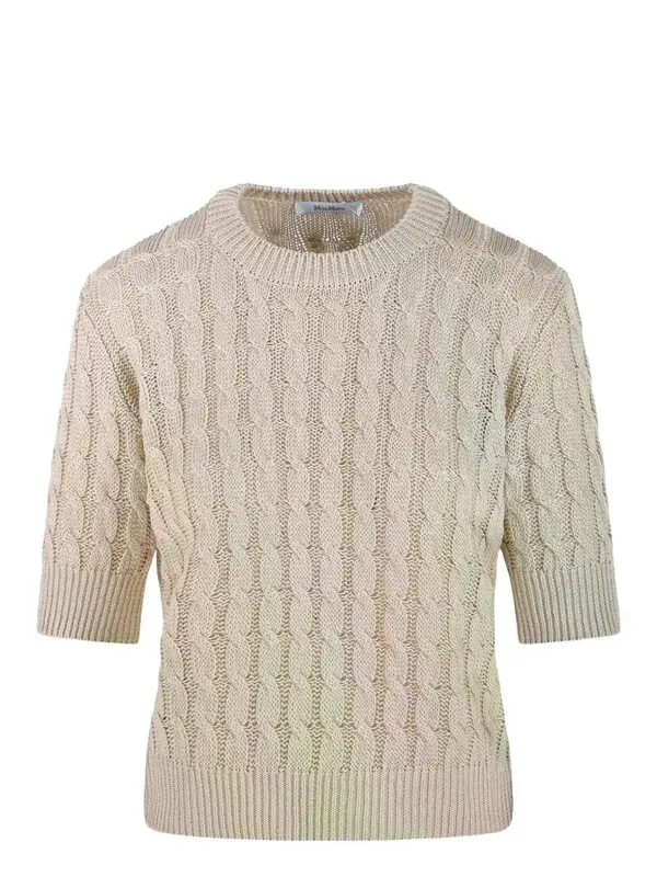 Max Mara Cable Knit Short-sleeve Sweater - Neutrals
